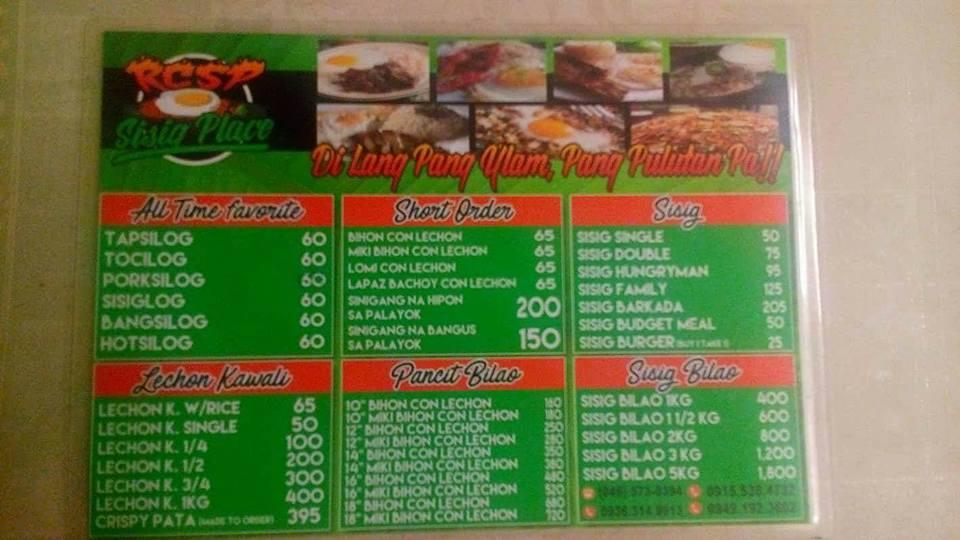 Menu at Checo's Sisig Point RCSP R-Checo's Sisig Place. restaurant, Imus