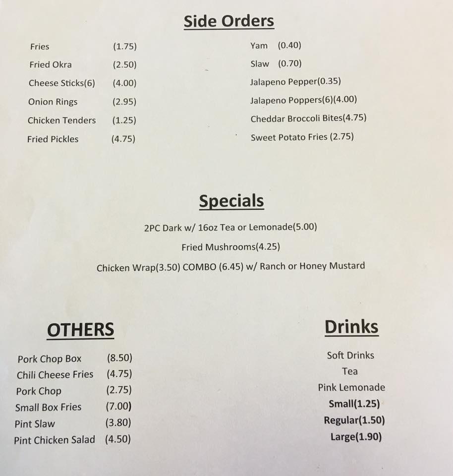 Menu at Chicken Delite restaurant, Camilla