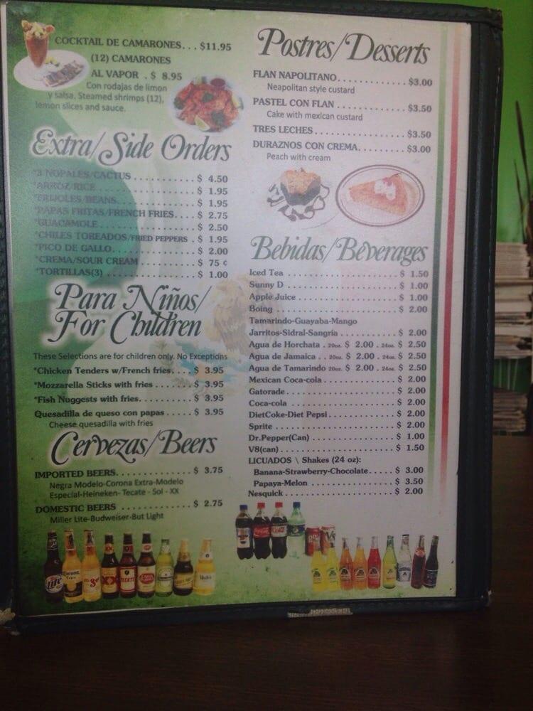 Menu at Taqueria Tres Reyes restaurant, Manassas