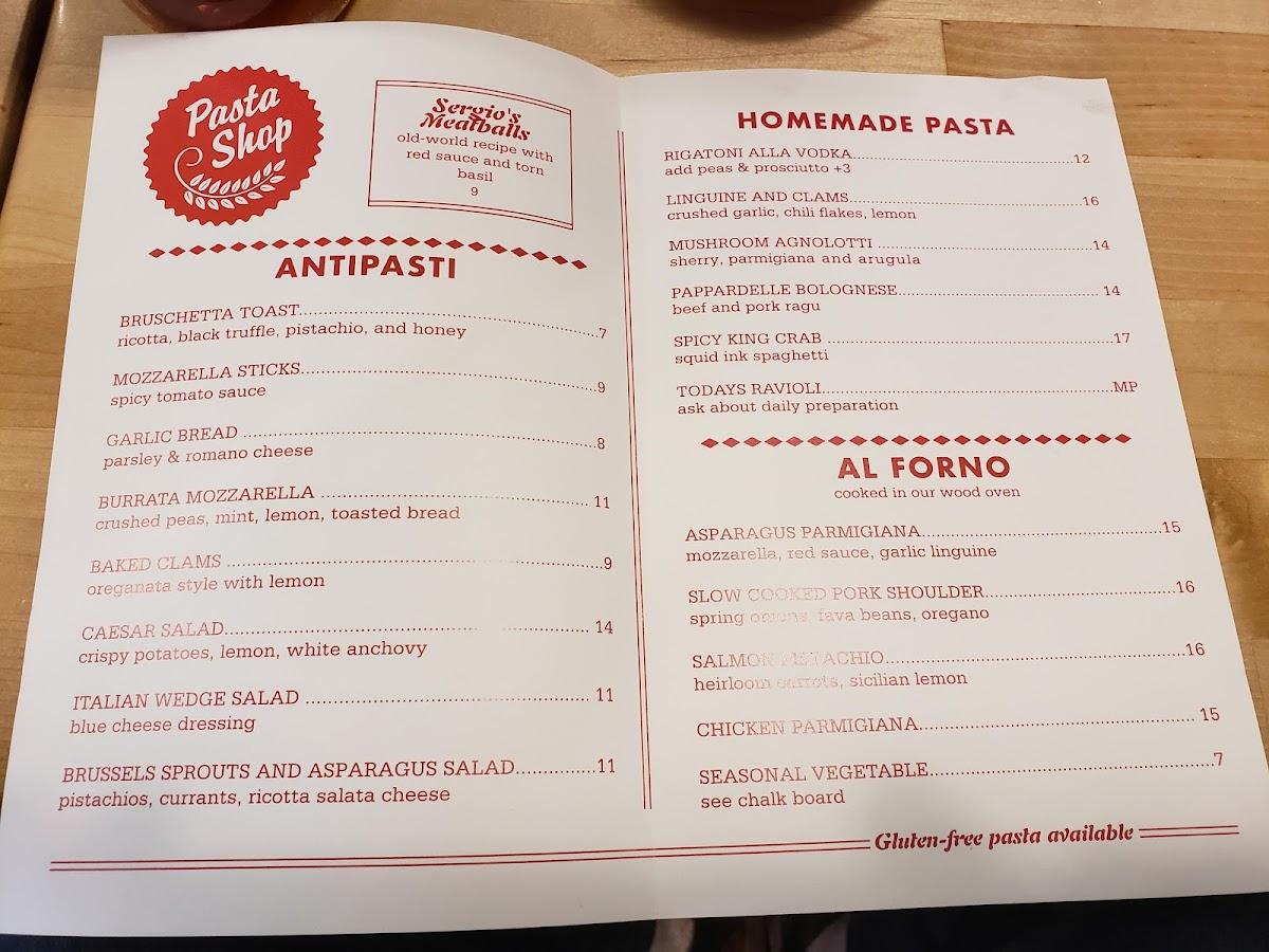 Menu at The Pasta Shop restaurant, Denville