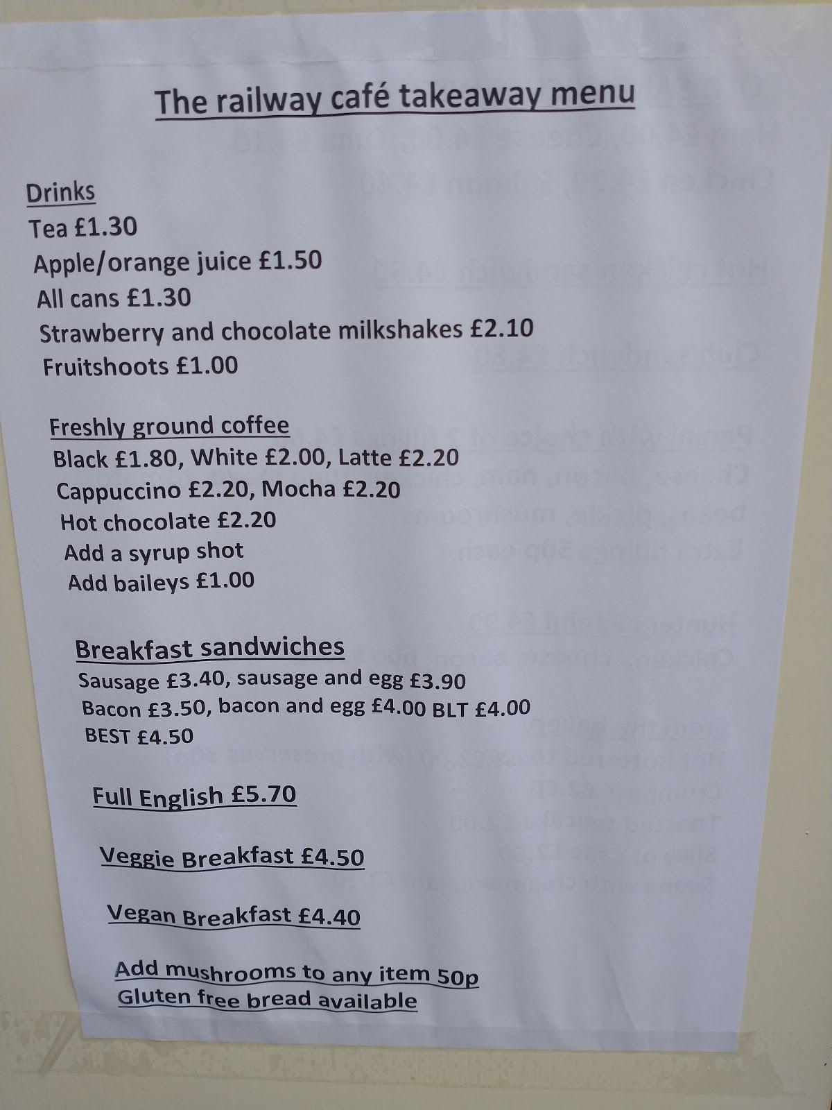 Menu at The Platform cafe, Wombourne