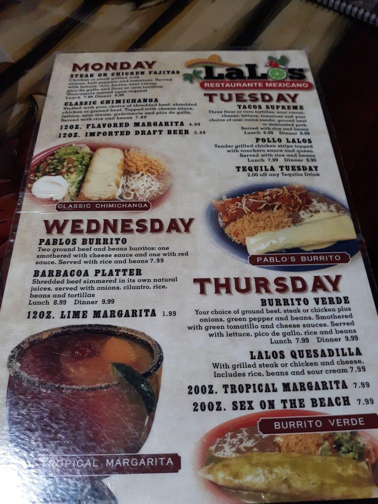 Menu at LALOS RESTAURANTE MEXICANO, Fort Wayne