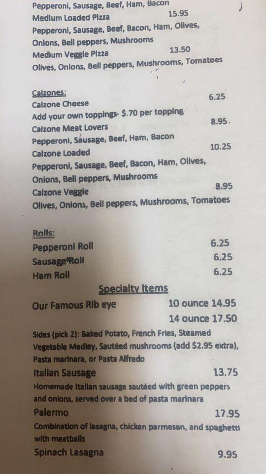 Menu at Papa Sal's Italian Restaurant, Pinson