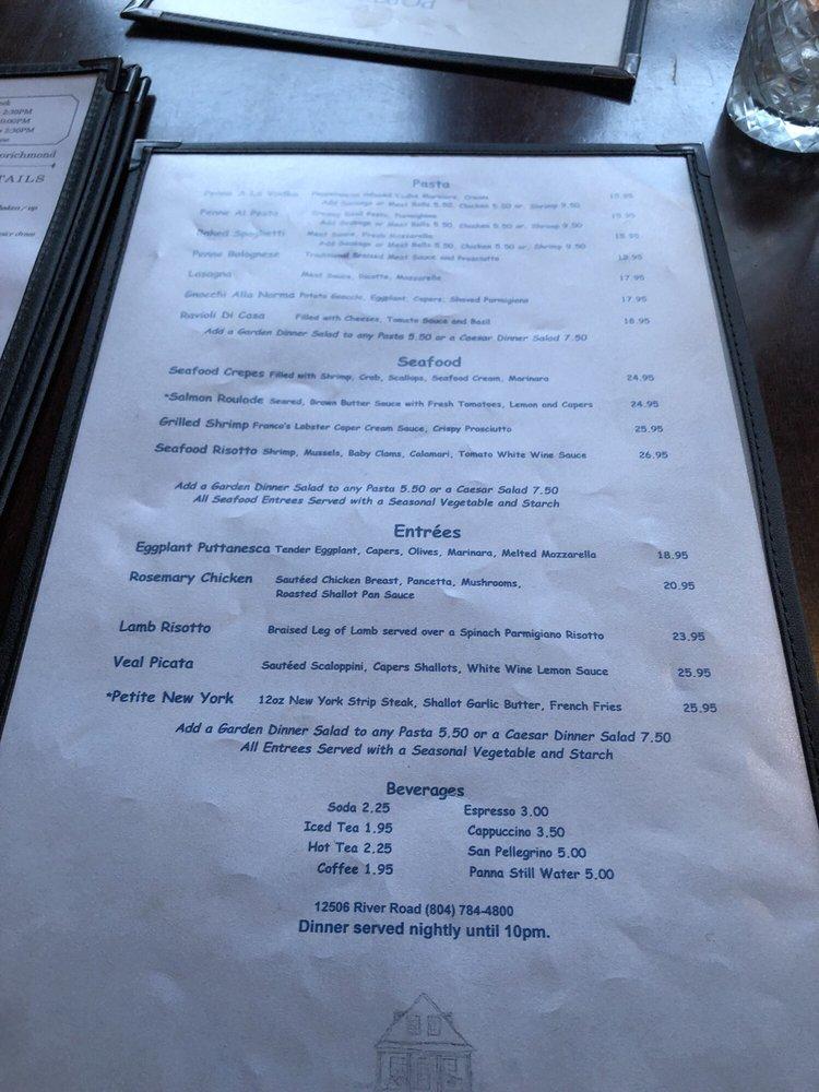 Menu at Portico Restaurant, Richmond, River Rd