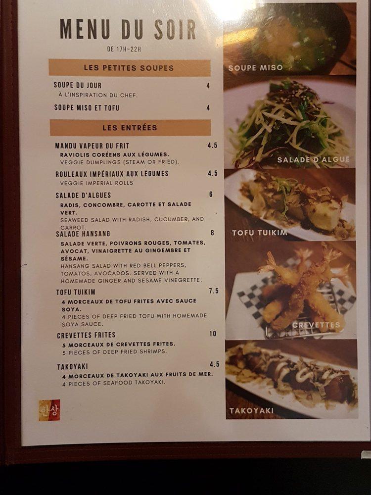 Menu at Restaurant Hansang, Montreal