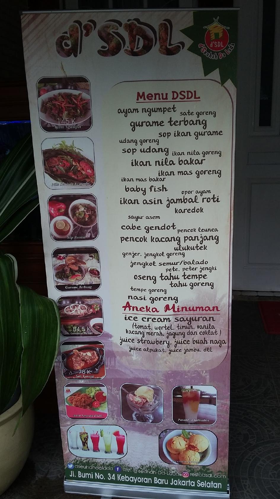 Menu at Resto d’SDL - Ayam Ngumpet & Sate Goreng restaurant, South Jakarta