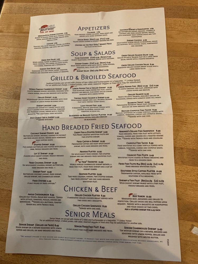 Menu at Sea Island Shrimp House restaurant, San Antonio, I-10