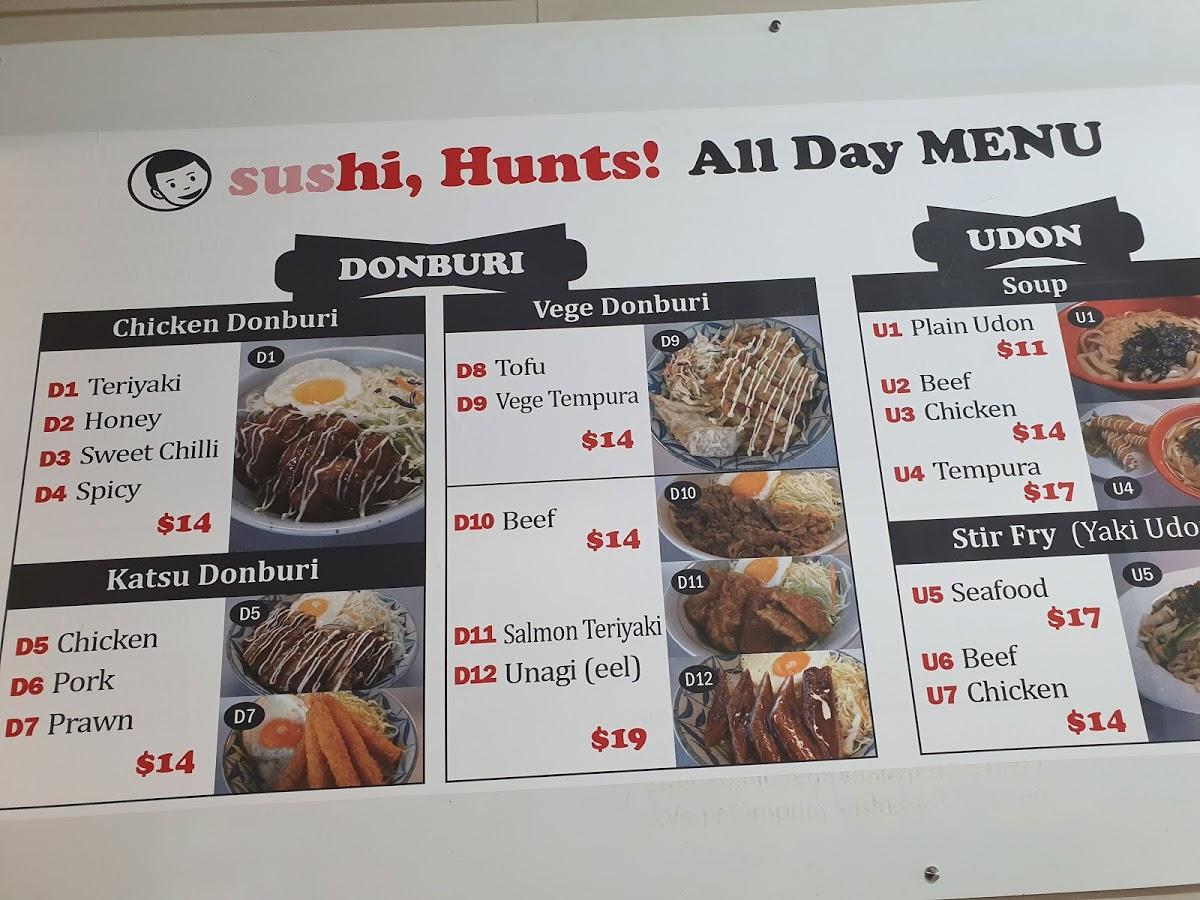 Menu at Sushi Hunts restaurant, Huntly