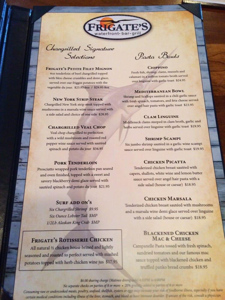 Menu at Frigate's Waterfront Bar & Grill, North Palm Beach
