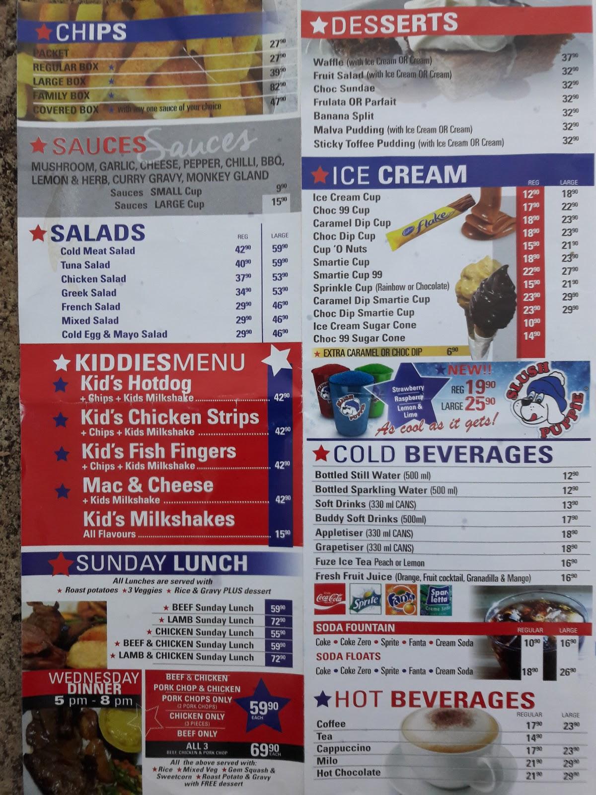 Menu at Orama Roadhouse restaurant, Boksburg