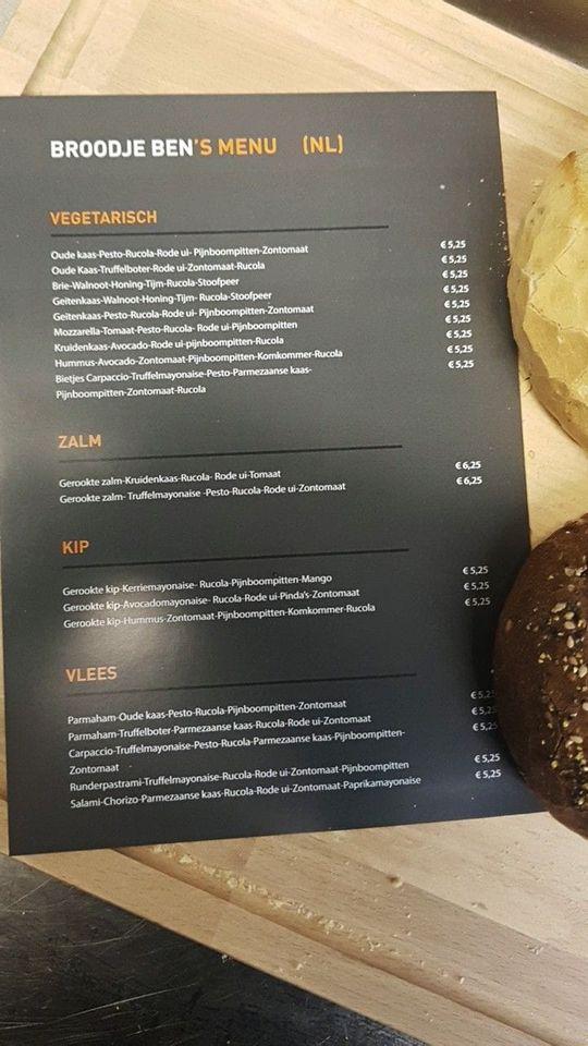 Menu at Broodje Ben Groningen, Groningen