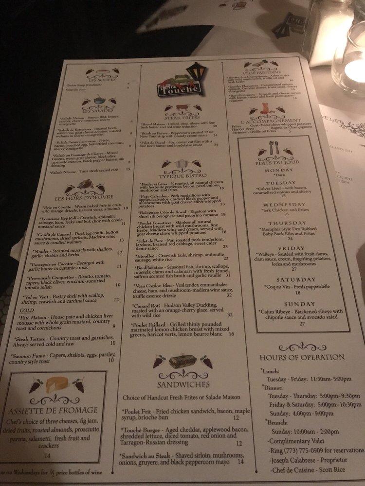 Carta de Café Touché, Chicago