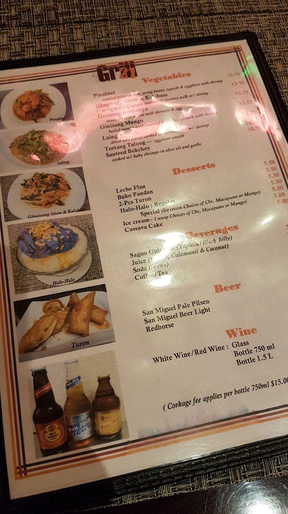 Menu at Grill 21 restaurant, New York City, 346 E 21st St