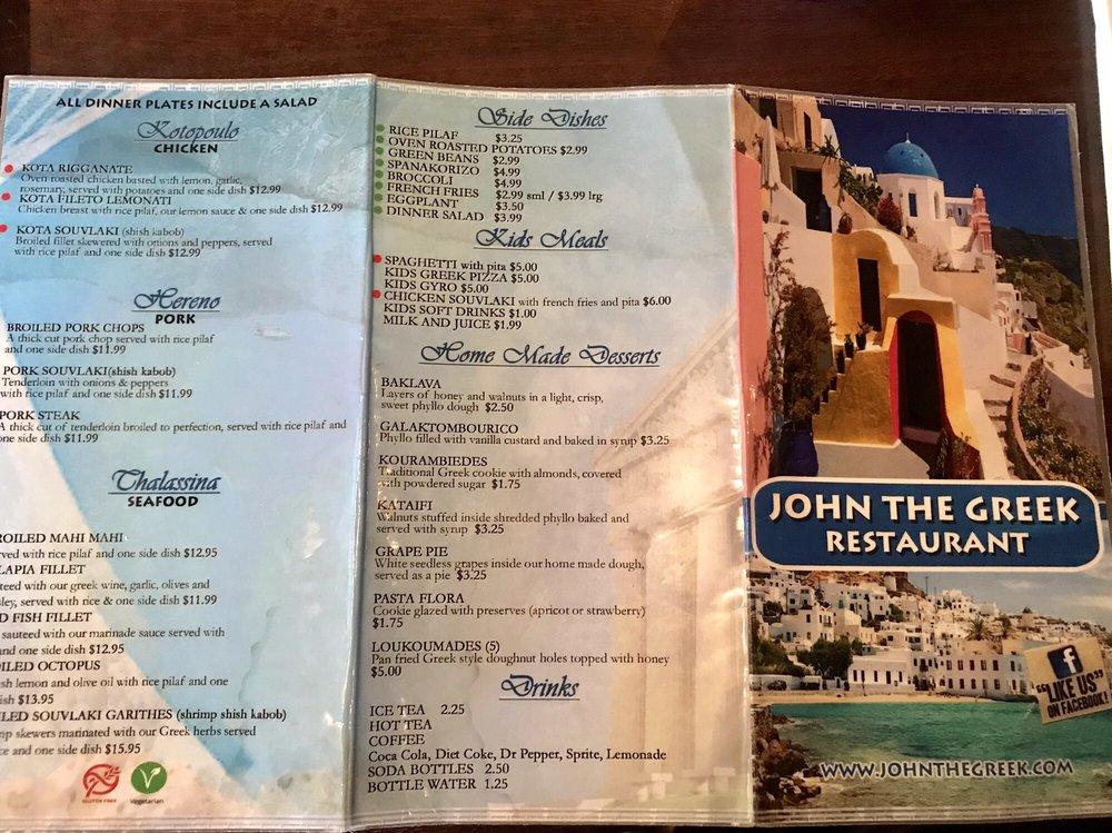 Menu at John The Greek Restaurant, San Antonio, San Pedro Ave