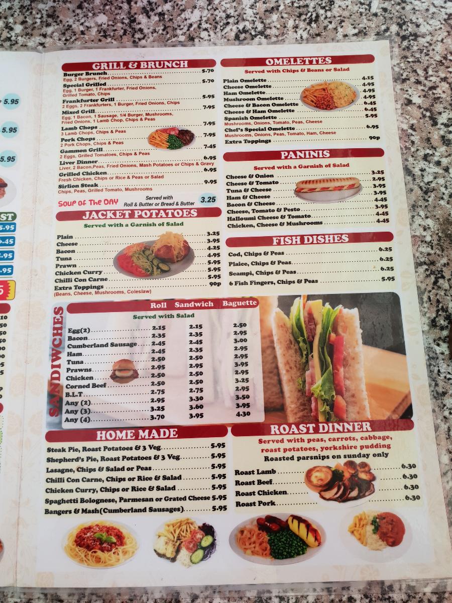 Menu at Kings Diner Cafe, Gravesend