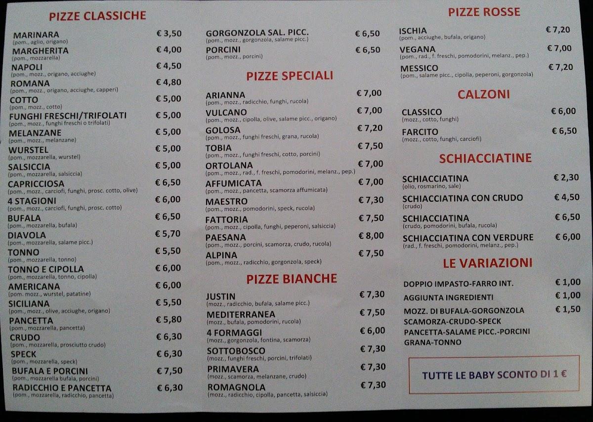 Speisekarte von Pizzeria Farfalla Pizza Da Asporto Cesena, Cesena