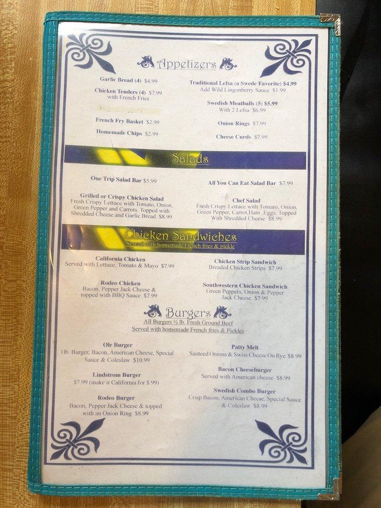 Menu at The Swedish Inn Family Restaurant, Lindstrom