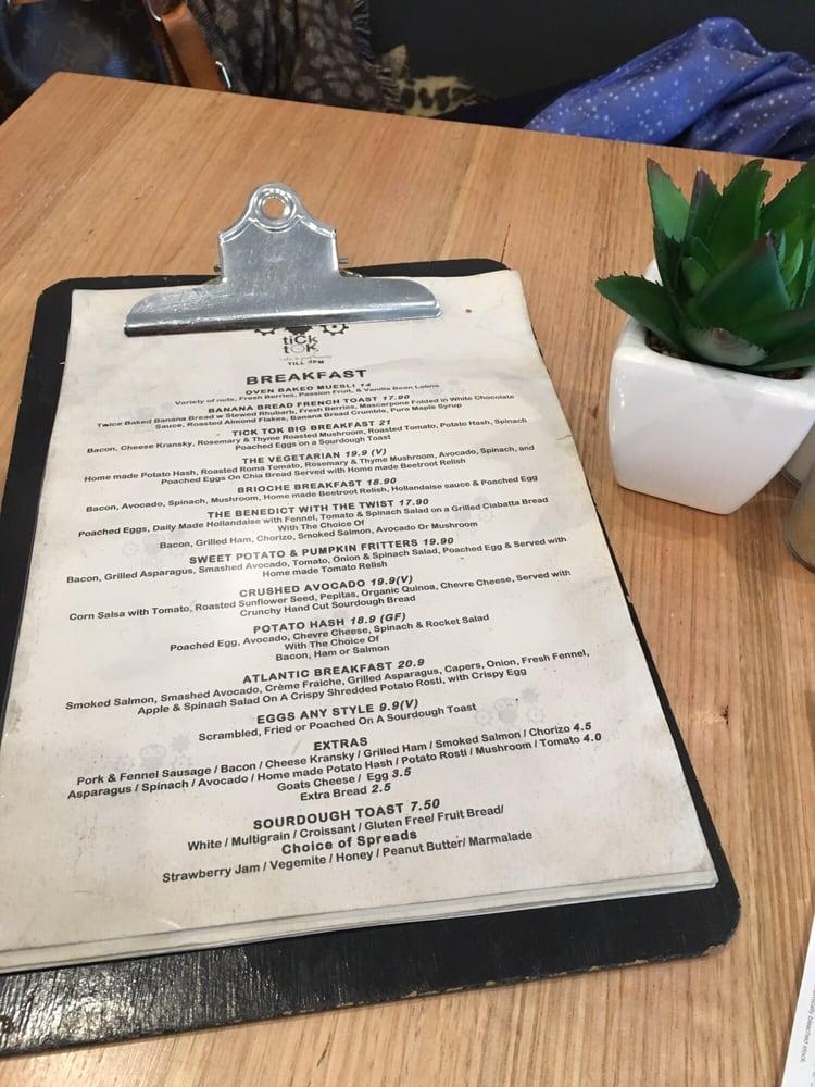 Menu at Tick Tok restaurant, Williamstown