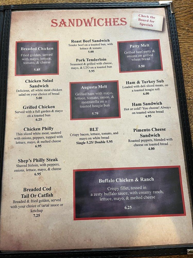 Menu at Augusta General Store Restaurant & Gift Shop, Augusta