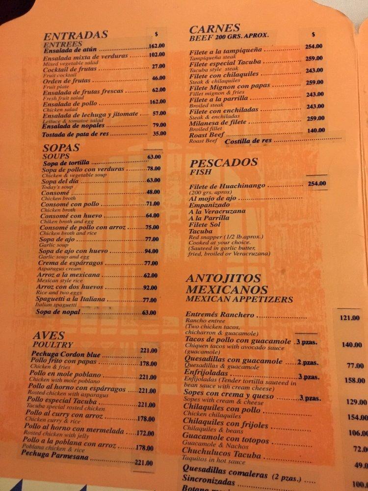 Menu at Café De Tacuba, Mexico City, C. de Tacuba 28