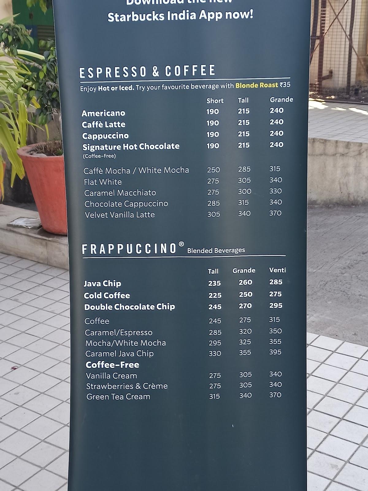 Menu at Starbucks Coffee, Indore, Flat #2