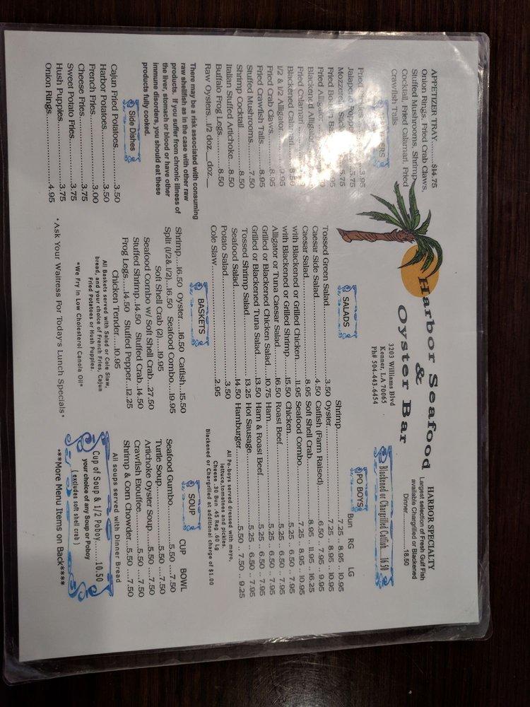 Menu at Fisherman's Cove Seafood restaurant, Kenner