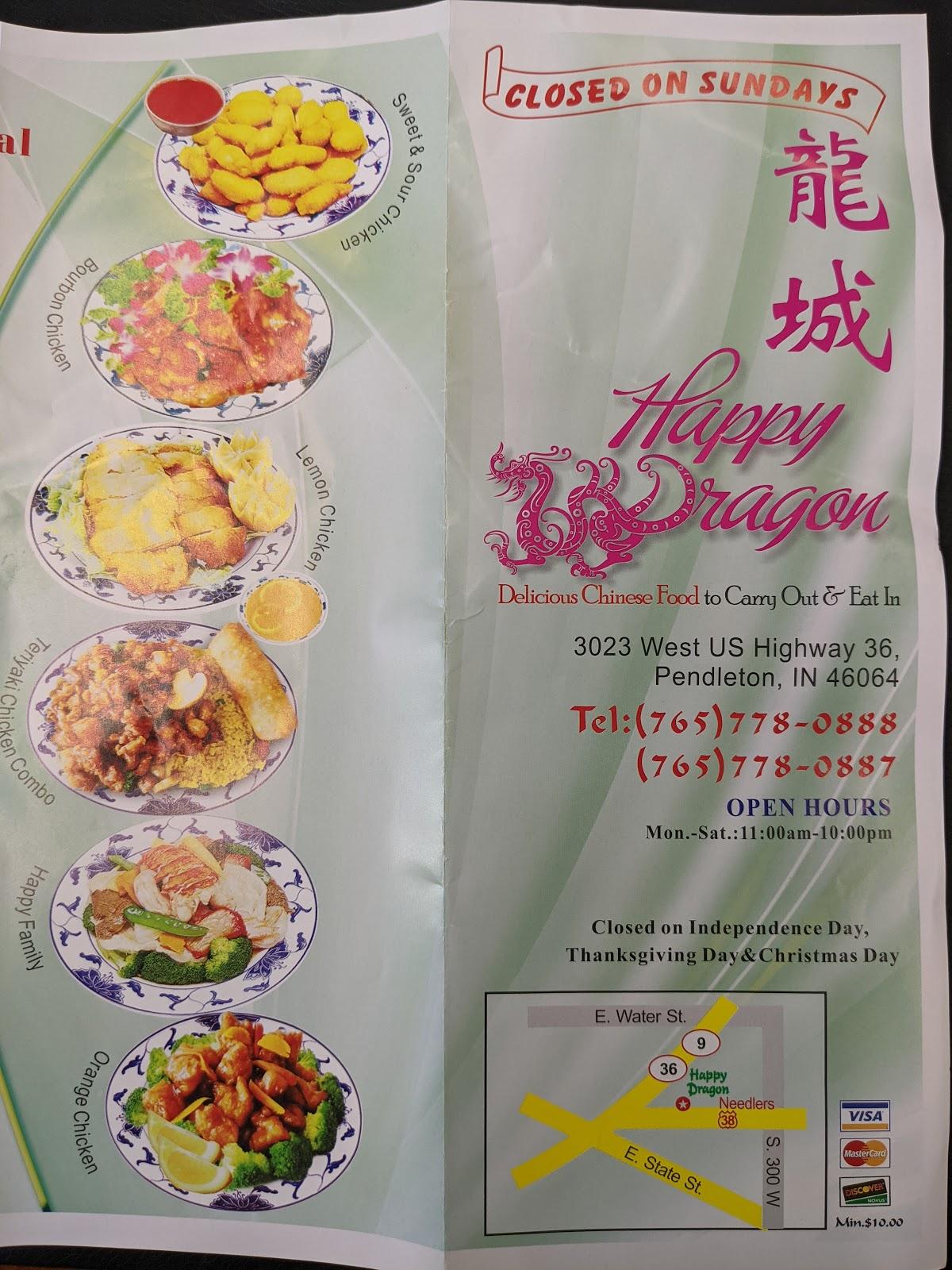 Menu at Happy Dragon restaurant, Pendleton