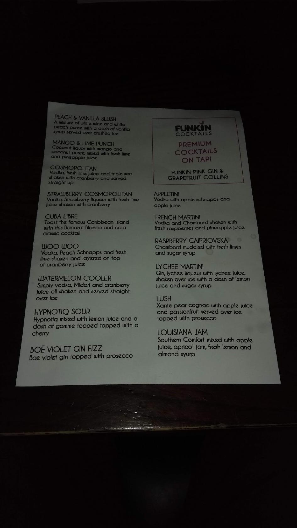 Menu at Kong - Glasgow pub & bar, Glasgow