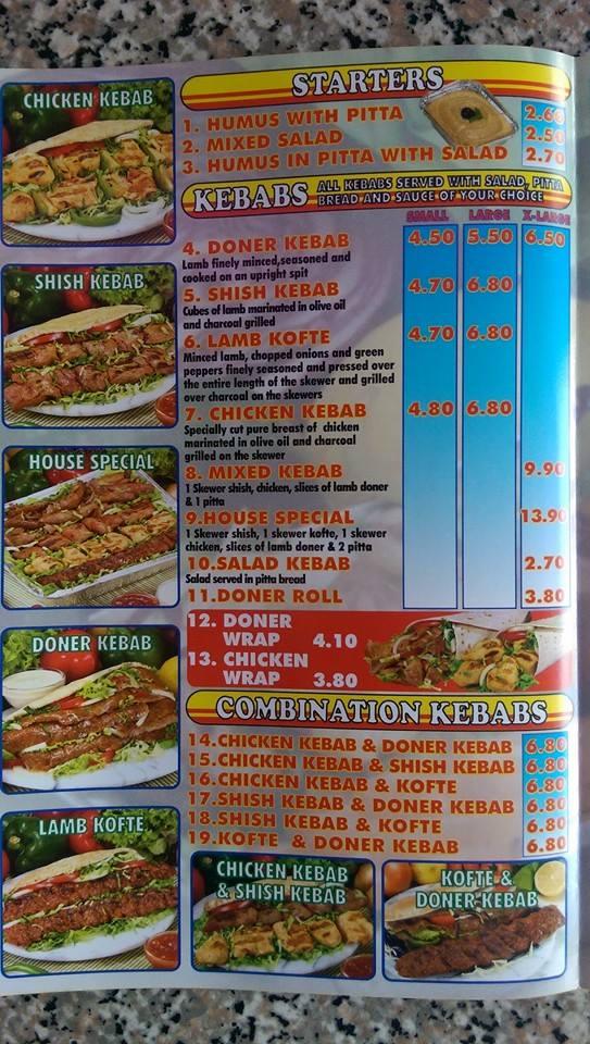 Menu at Kebab Centre restaurant, Southampton
