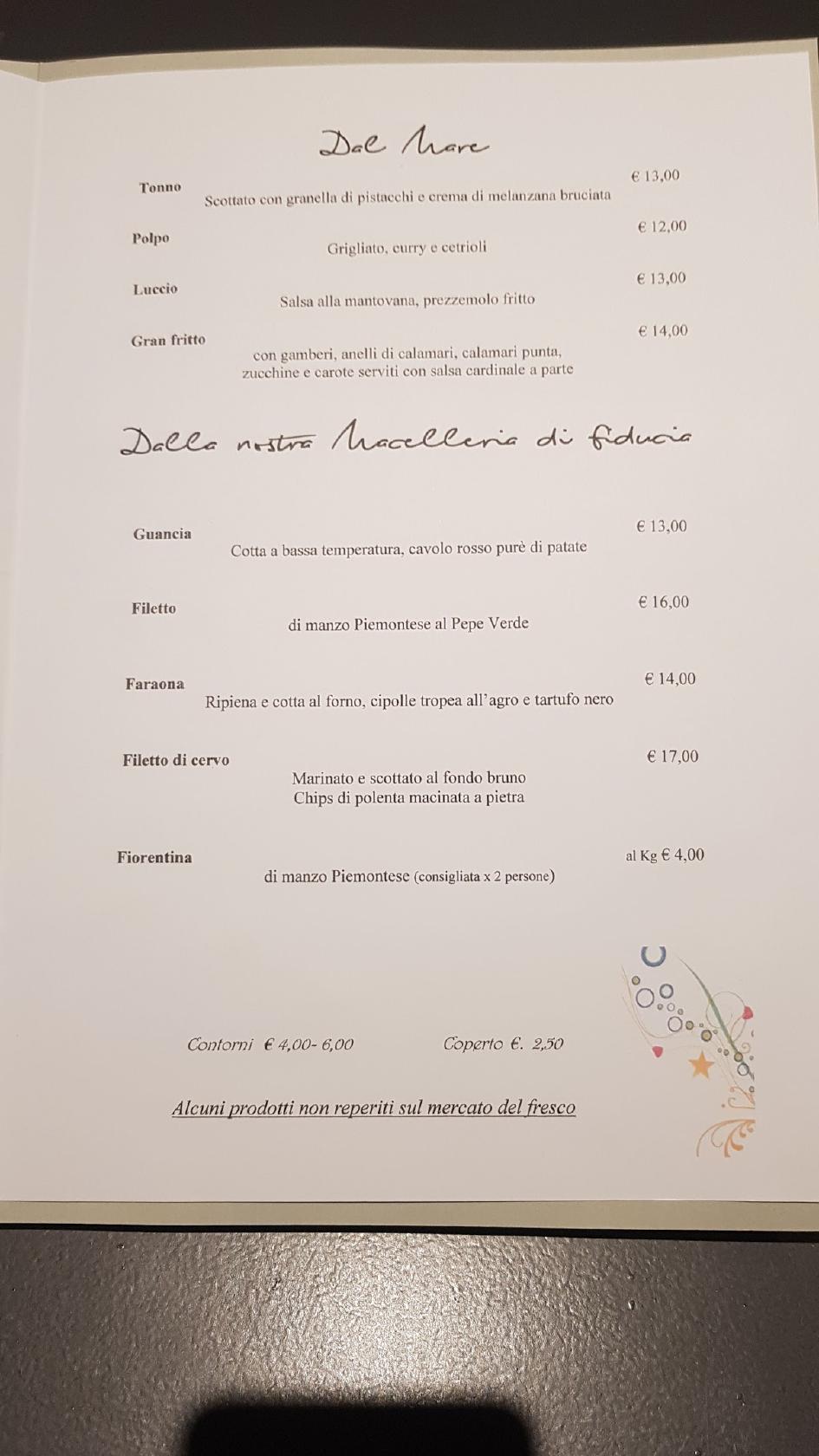 Menu at La Storia Restaurant, Darfo Boario Terme