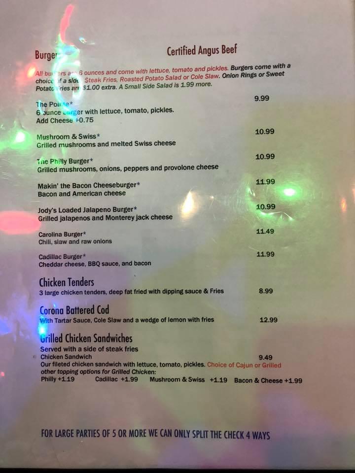 Menu at Mavericks Pointe pub & bar, Sunset Beach