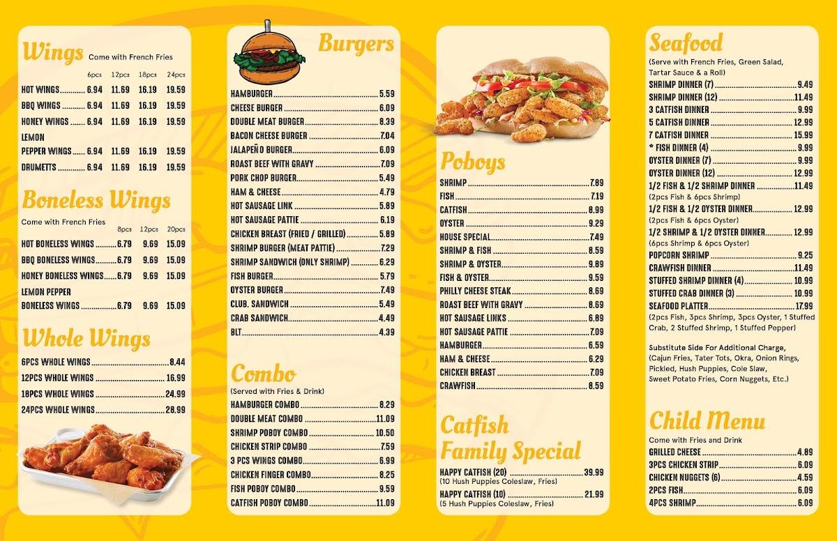 Menu at Pelican Seafood and Poboy restaurant, Pineville