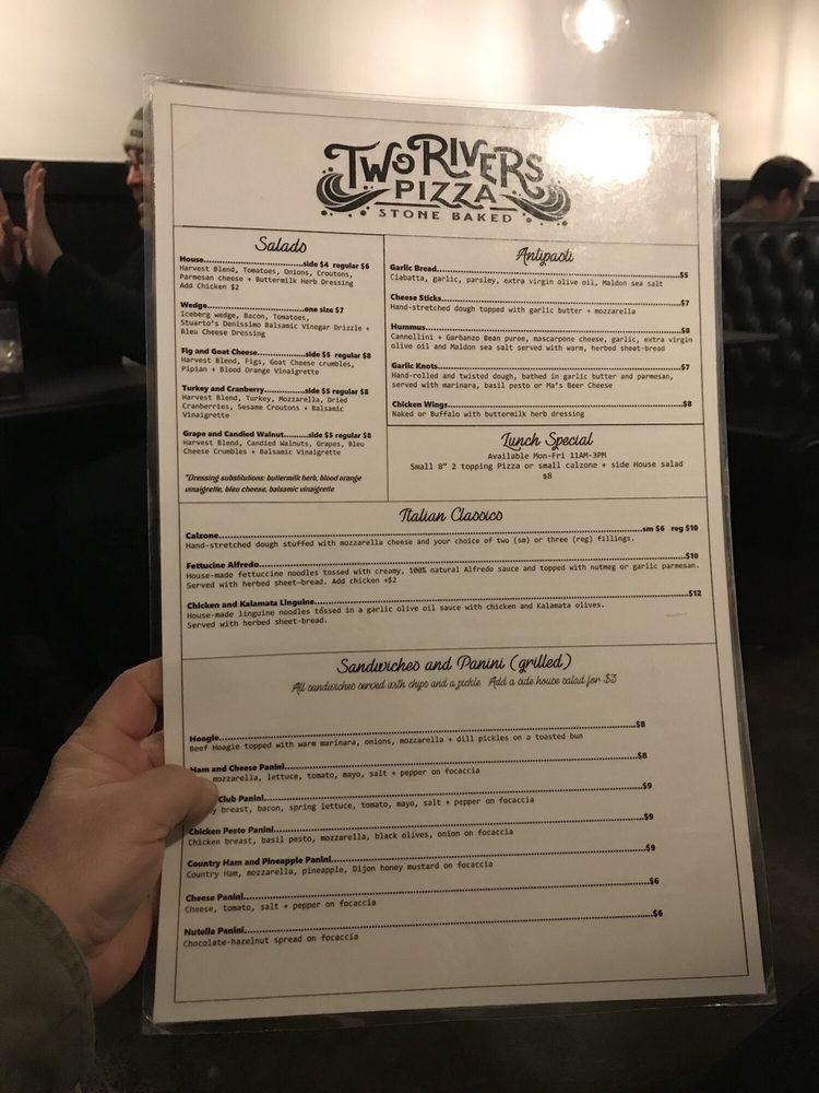 Menu at Two Rivers Stone Baked Pizza pizzeria, Falmouth