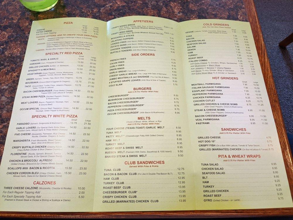 Menu at Occum Pizza pizzeria, Norwich