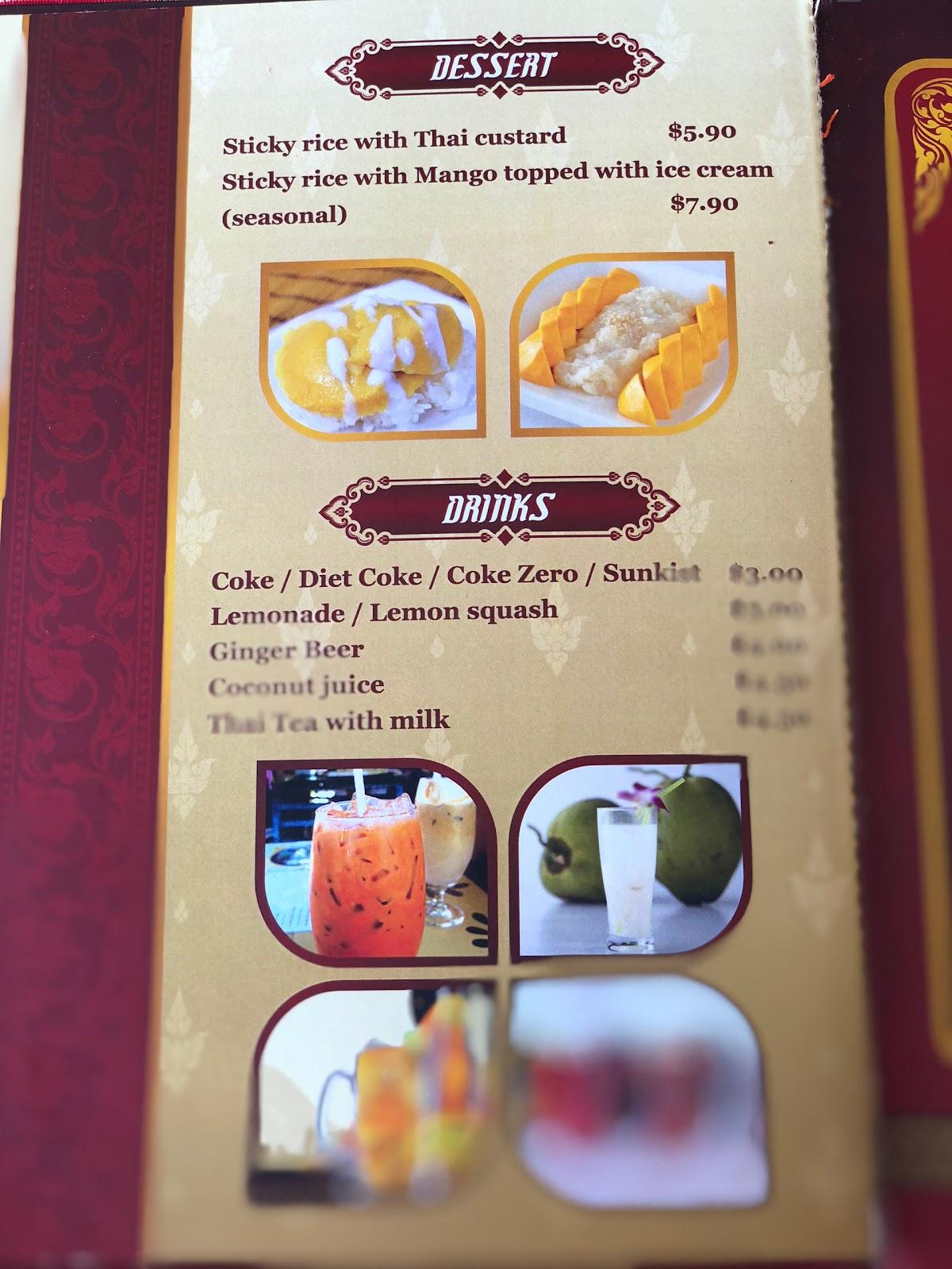 Menu at Thai Central in oak flats restaurant, Oak Flats