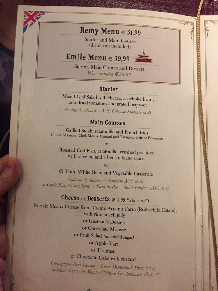 Menu at Bistrot Chez Rémy restaurant, Chessy