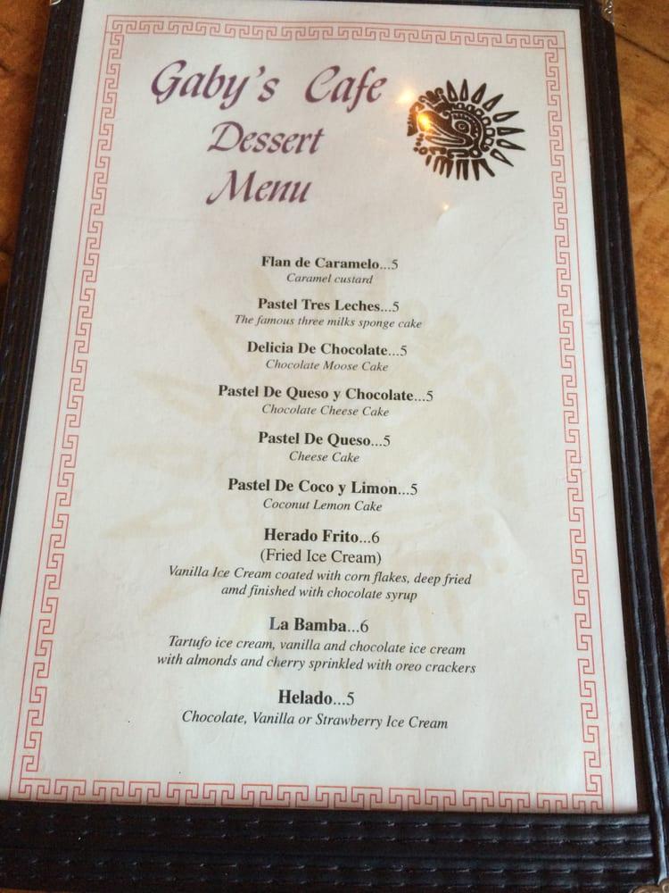 Menu at Gaby's Cafe, Ellenville, 141 Canal St