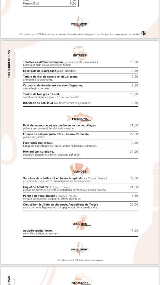 Menu au La Fille du Potager restaurant, Troyes