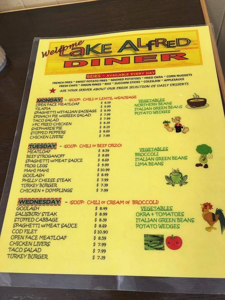 Menu at Lake Alfred Diner Inc restaurant, Lake Alfred