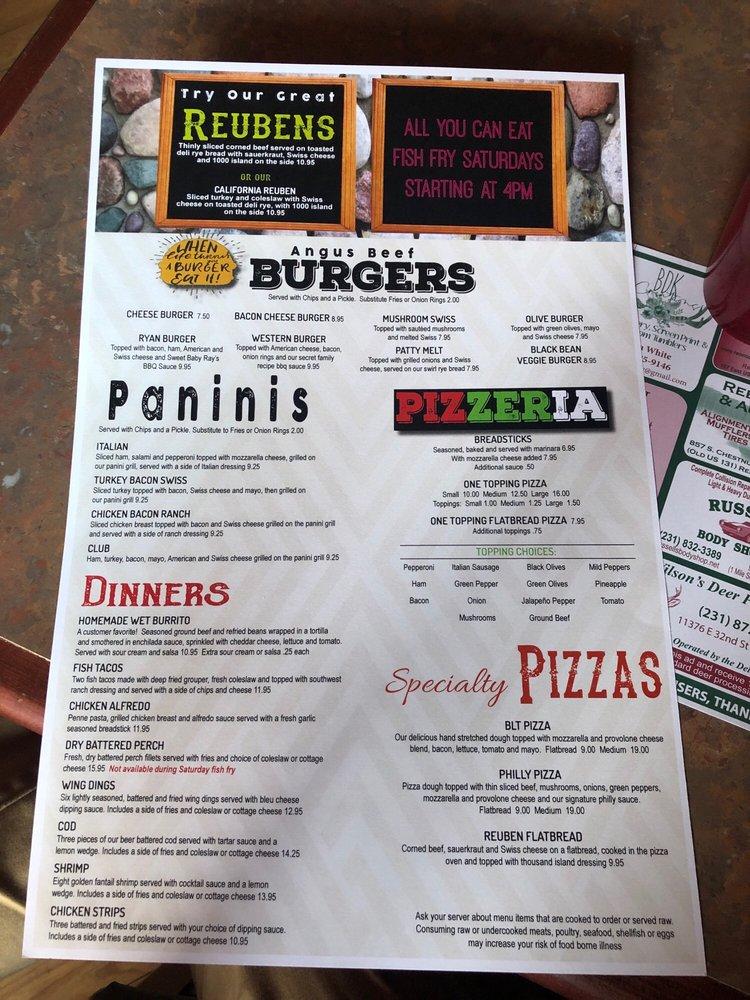 Menu at Sixth & Main pub & bar, Evart