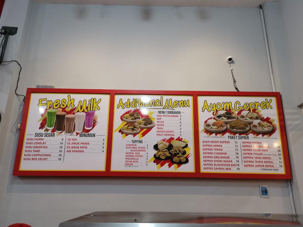 Carta del restaurante Ayam Geprek Mr Suprek Wiyung, Surabaya