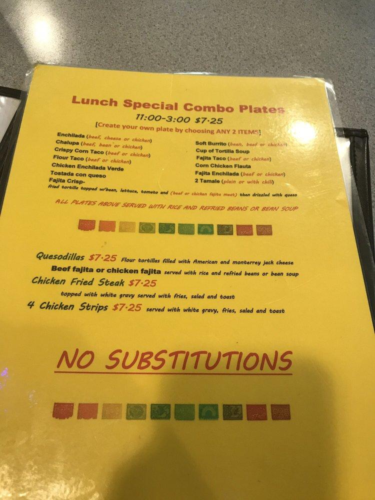Menu at Casa Hernandez restaurant, El Campo