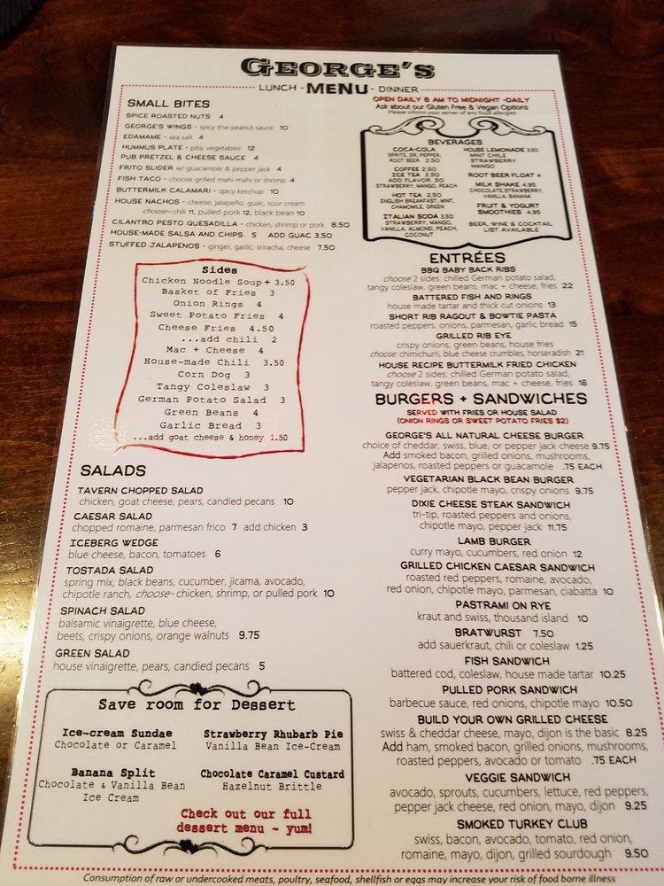 Menu at George's Corner Restaurant, St. George