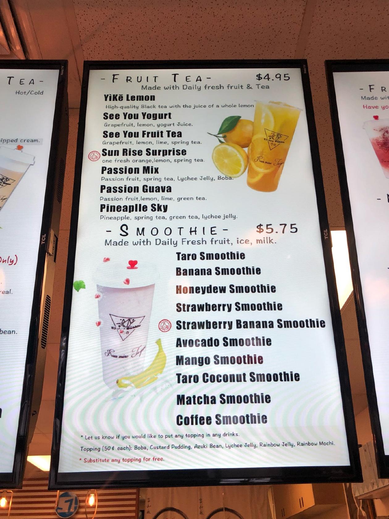 Menu at Icy Bubble pub & bar, Pearl City