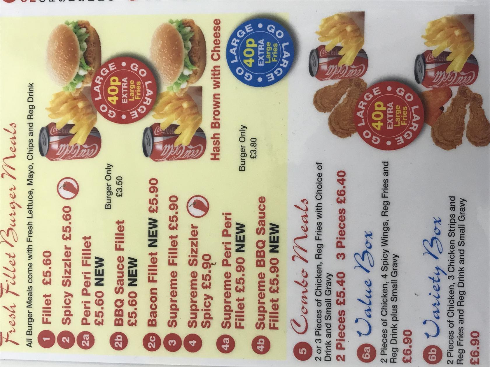 Menu at Selby Fried Chicken, Selby