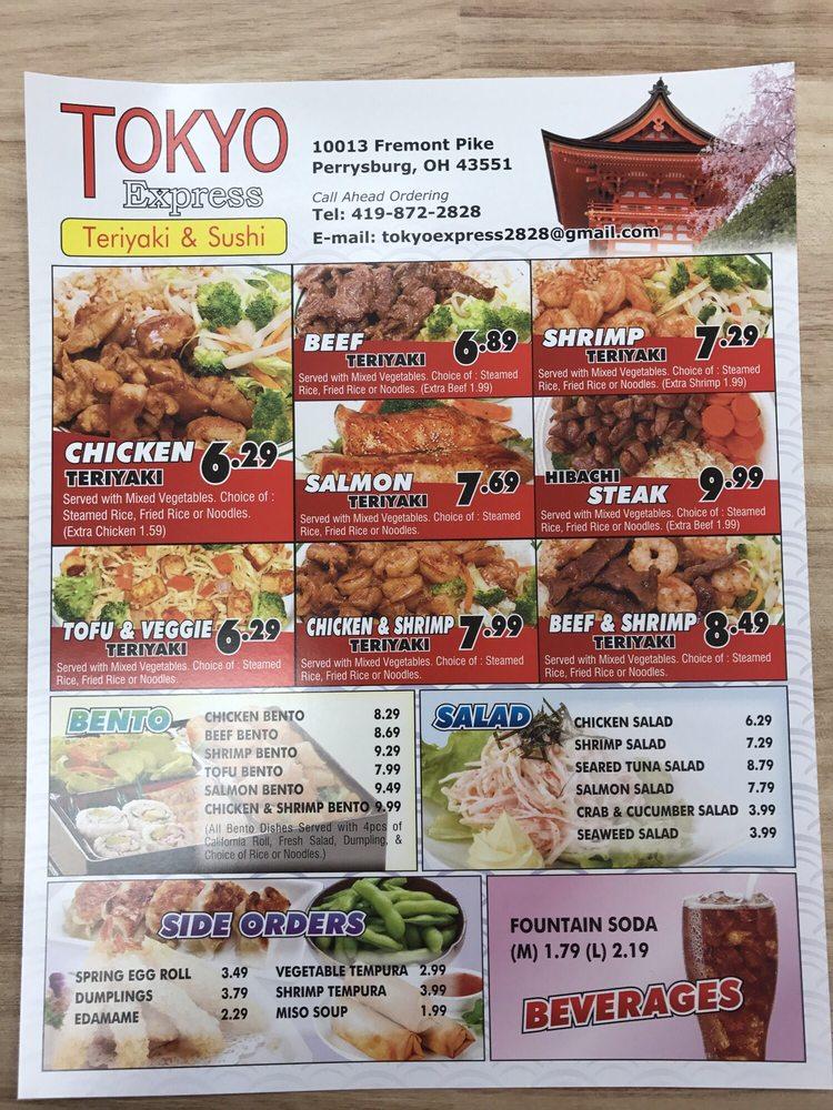 Menu at Tokyo Express restaurant, Perrysburg