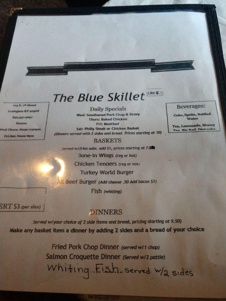 Menu at Blue Skillet restaurant, Lexington