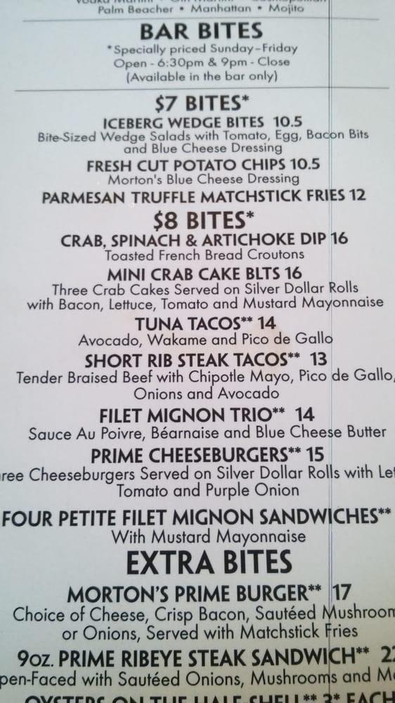 Menu at Morton's The Steakhouse, Cleveland