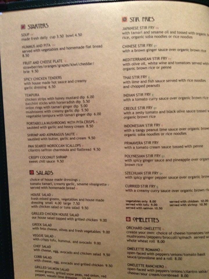 Menu at Orchard Restaurant, Frederick