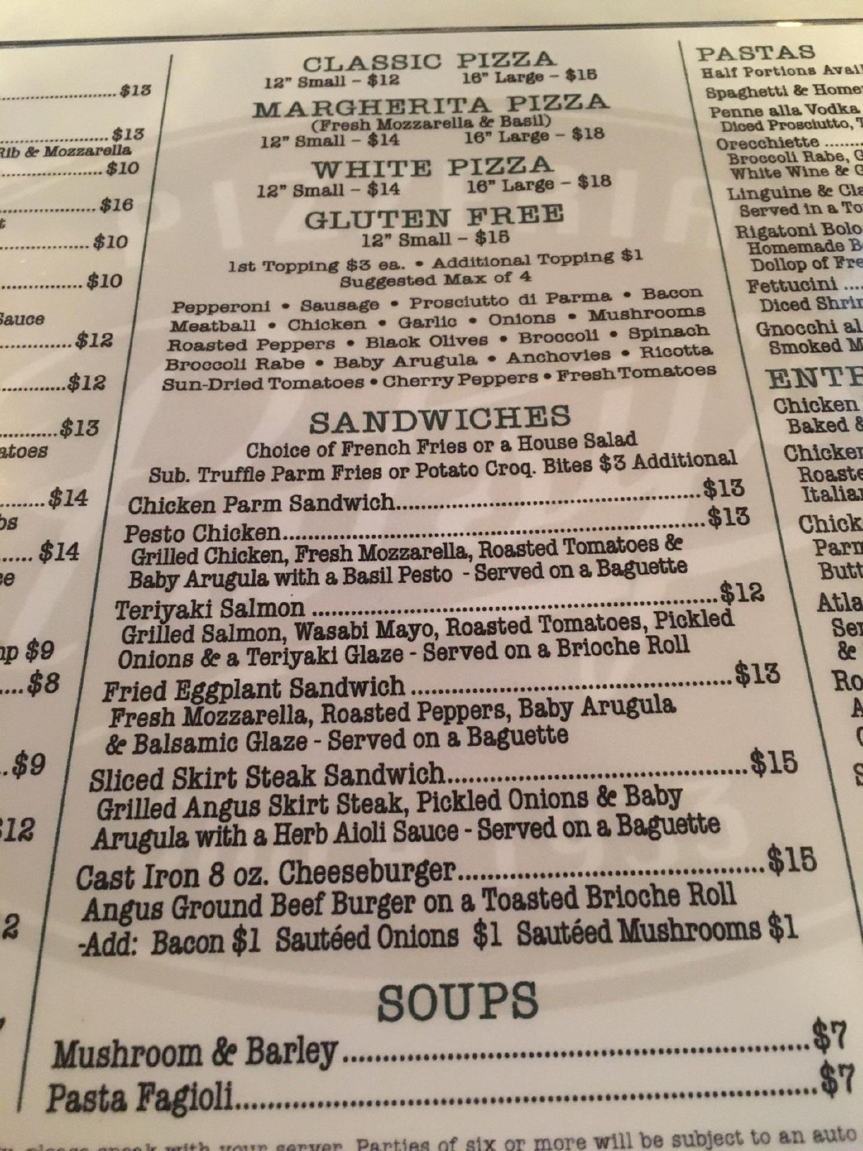 Menu at Patsy’s Pizzeria of New Rochelle, New Rochelle